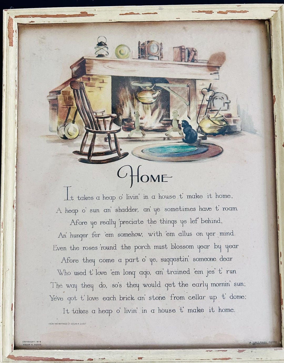 Antique - Hallmark Motto Frame Poem "home" by Edgar Guest Copyright ...