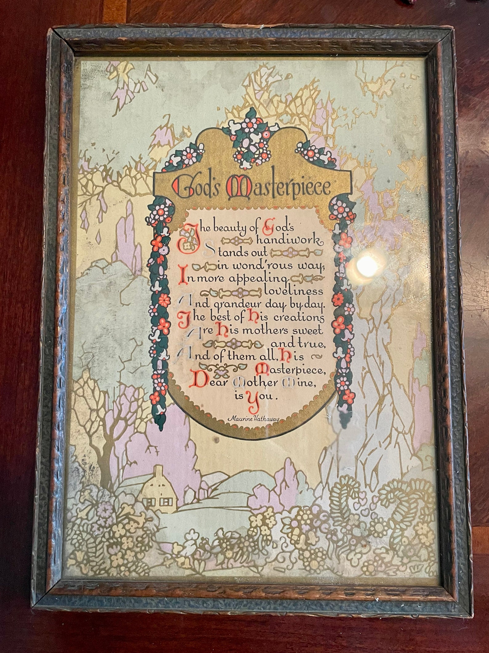 Antique Framed Poem "god's Masterpiece" by Maurine Hathaway; 1920s - Etsy