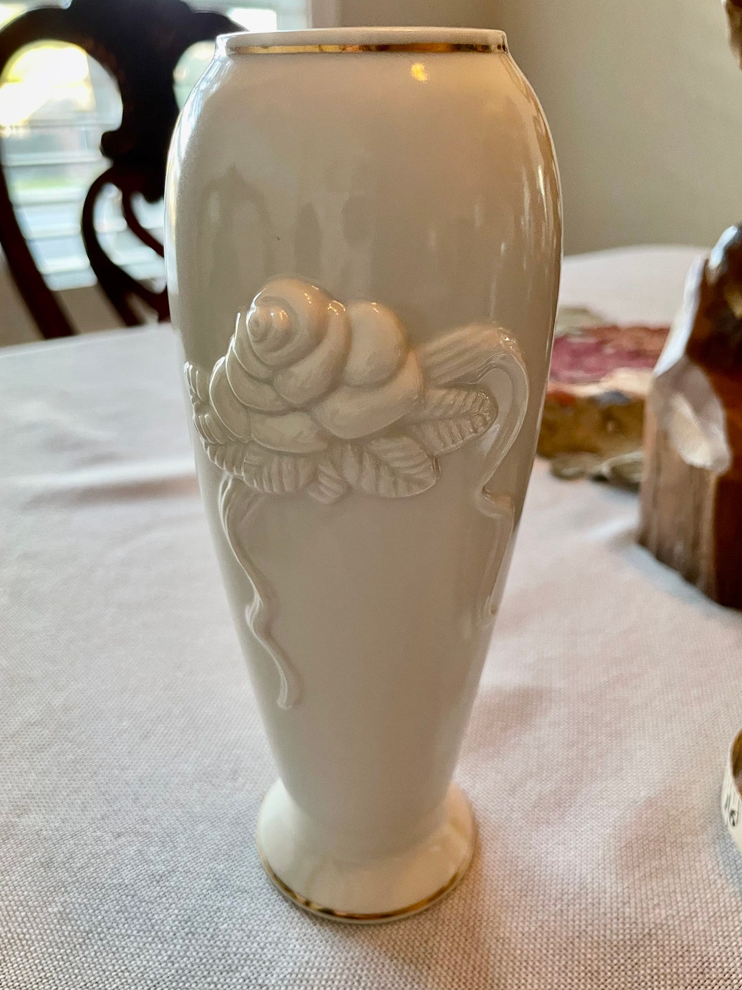 Vintage Lenox 8" Tall Bud Vase - Porcelain "rose Blossom" - Etsy