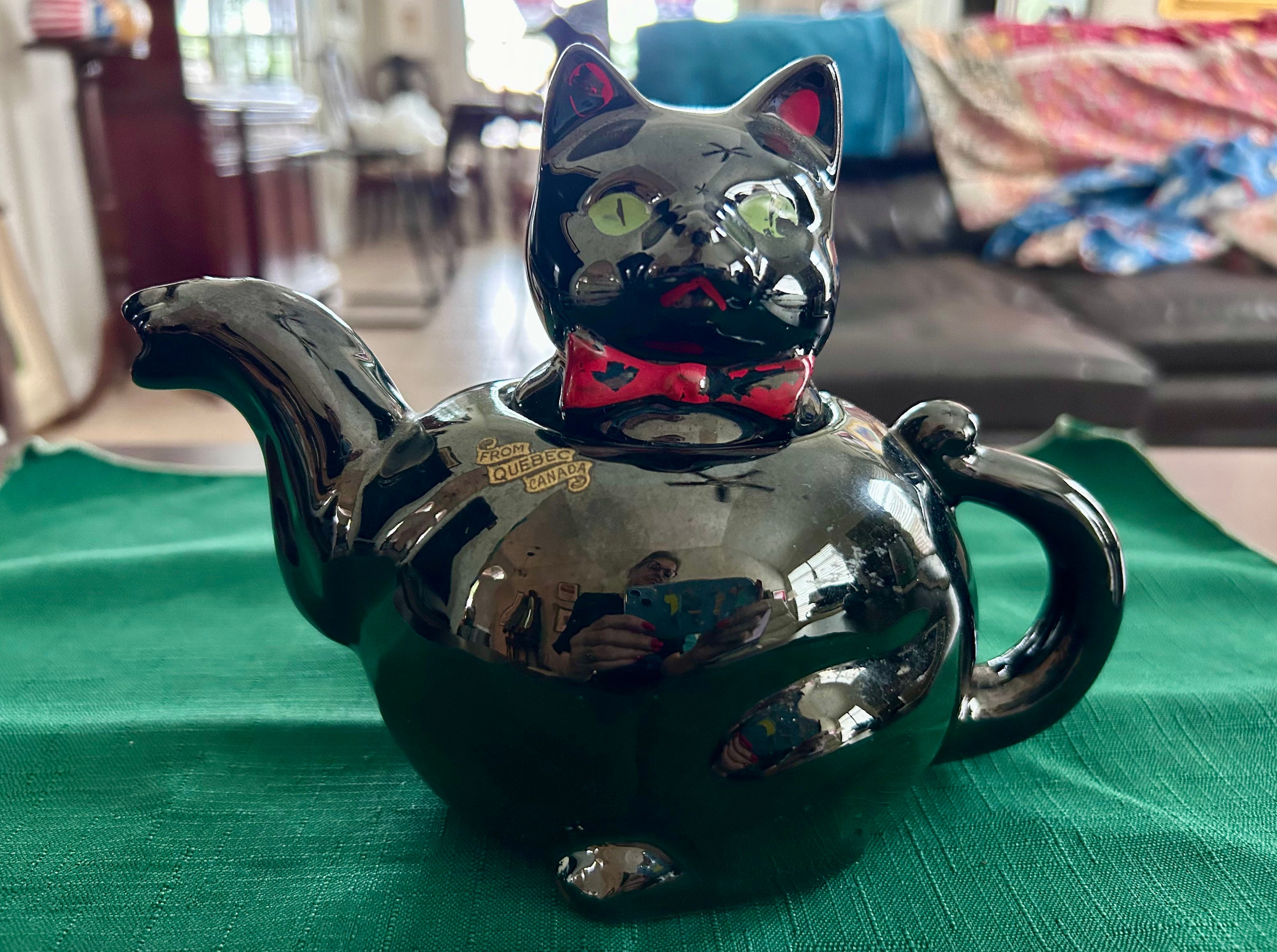 Antique Black Cat Redware Shafford Pottery Tea Pot Marked Quebec Canada ...