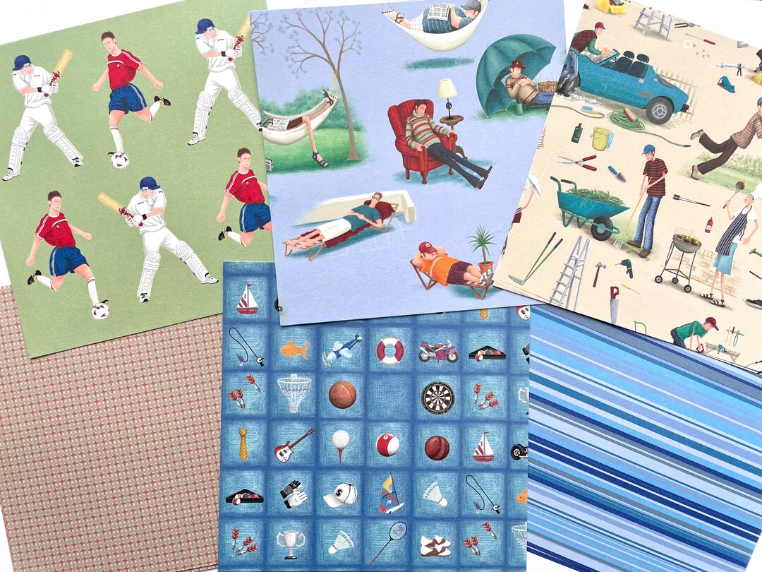 Masculine Themed Cardstock Set of 6 Papers for Card Making - Etsy