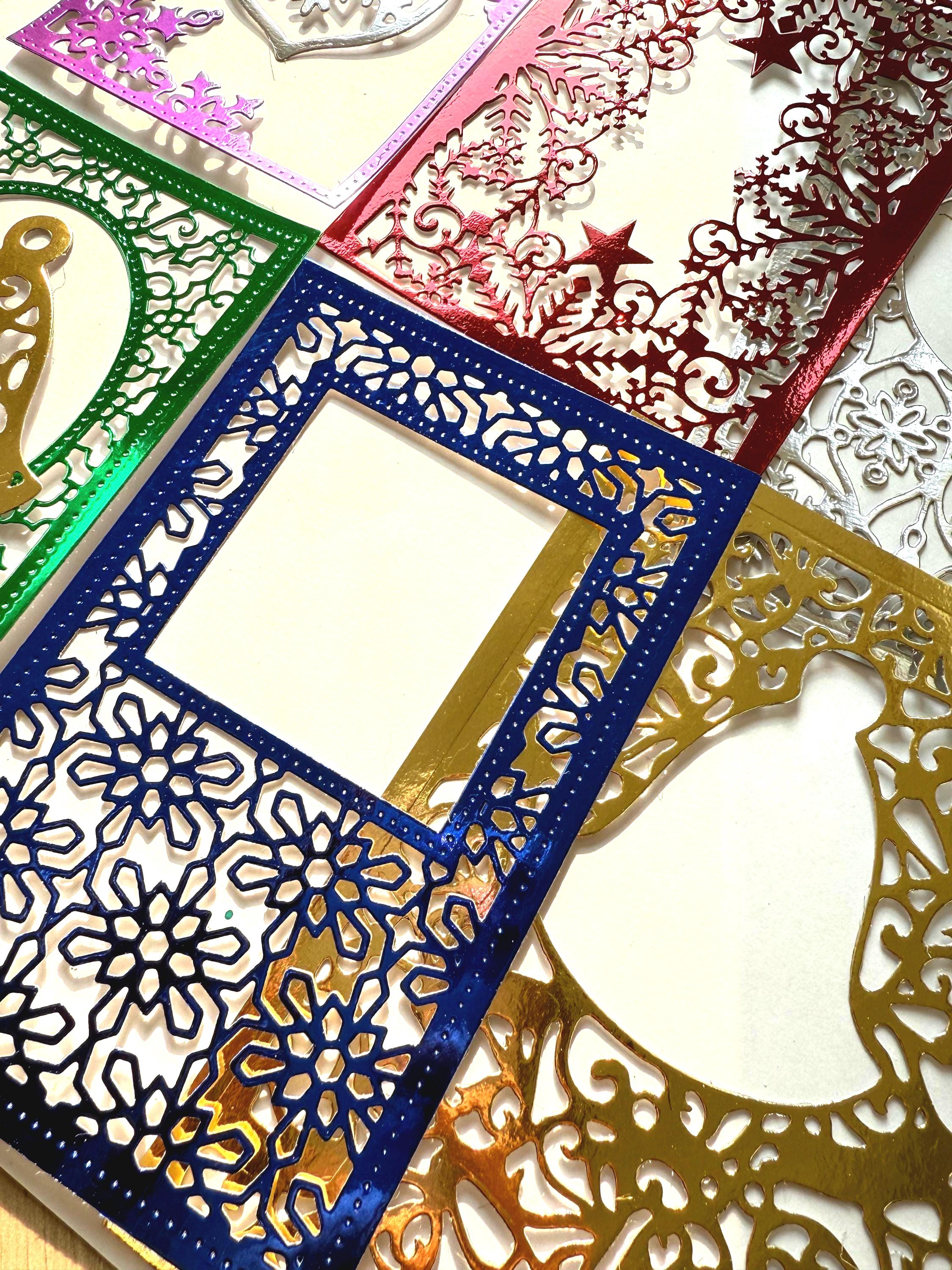 Christmas Die Cut Frames: Ornate Card Toppers, Pearl & Foil Cardstock ...