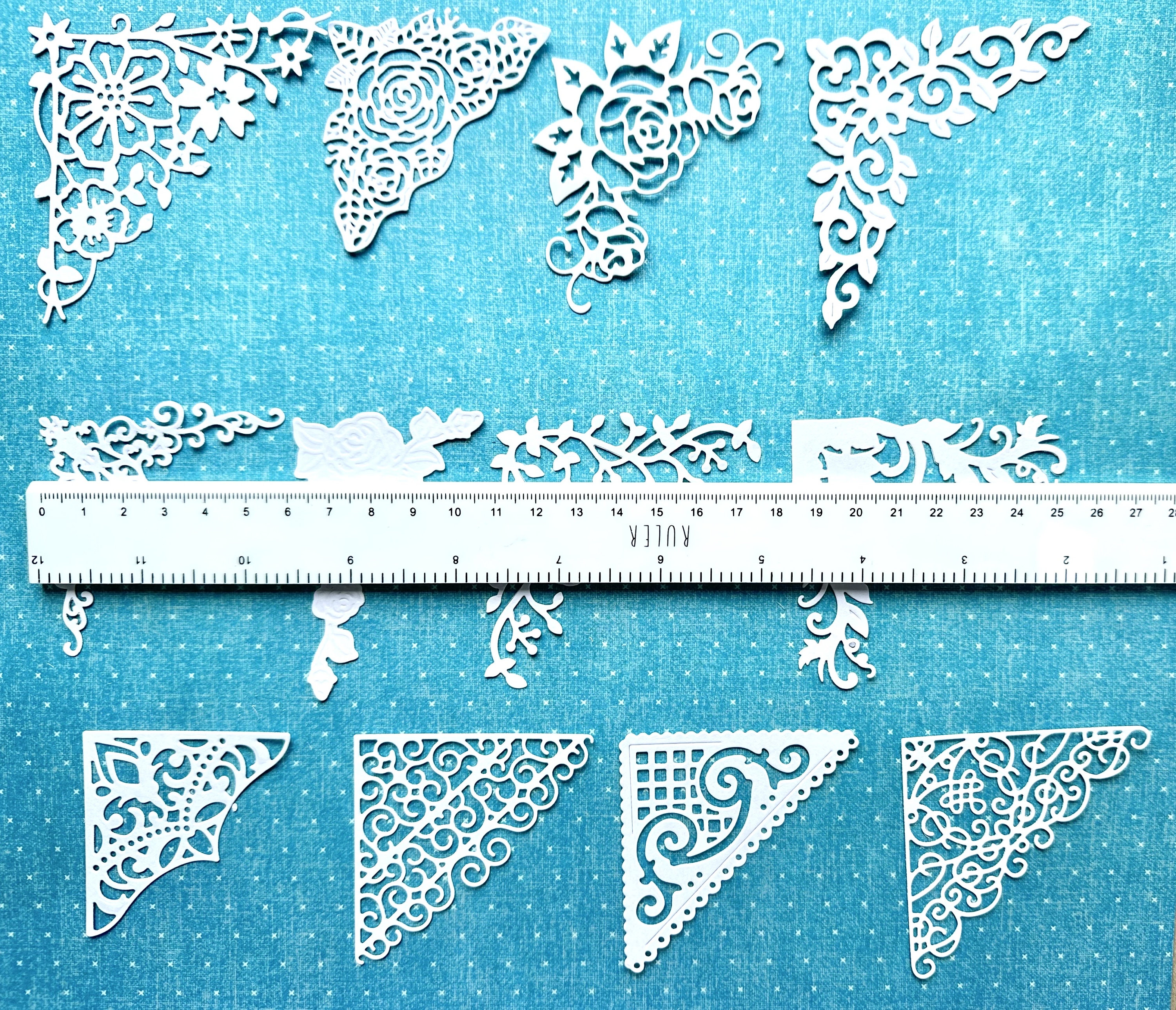 Die Cut Card Corners: Lacy Floral Paper Craft Embellishments - Etsy