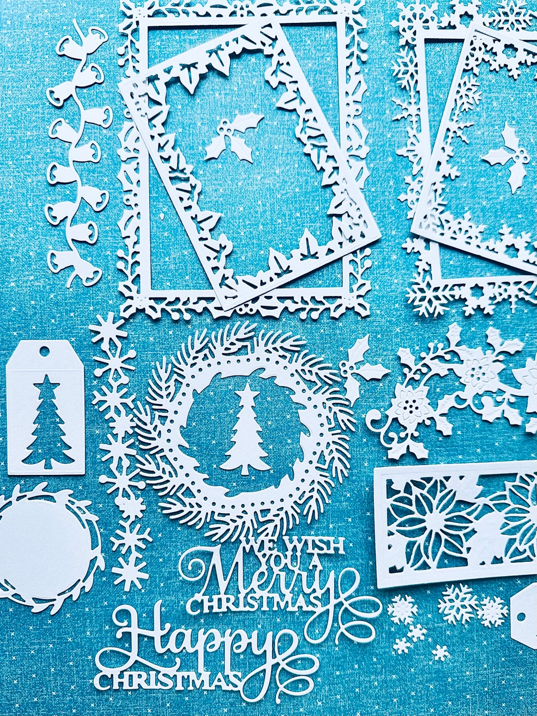 Christmas Die Cut Frames: Card Toppers, Holly, Snowflakes - Etsy