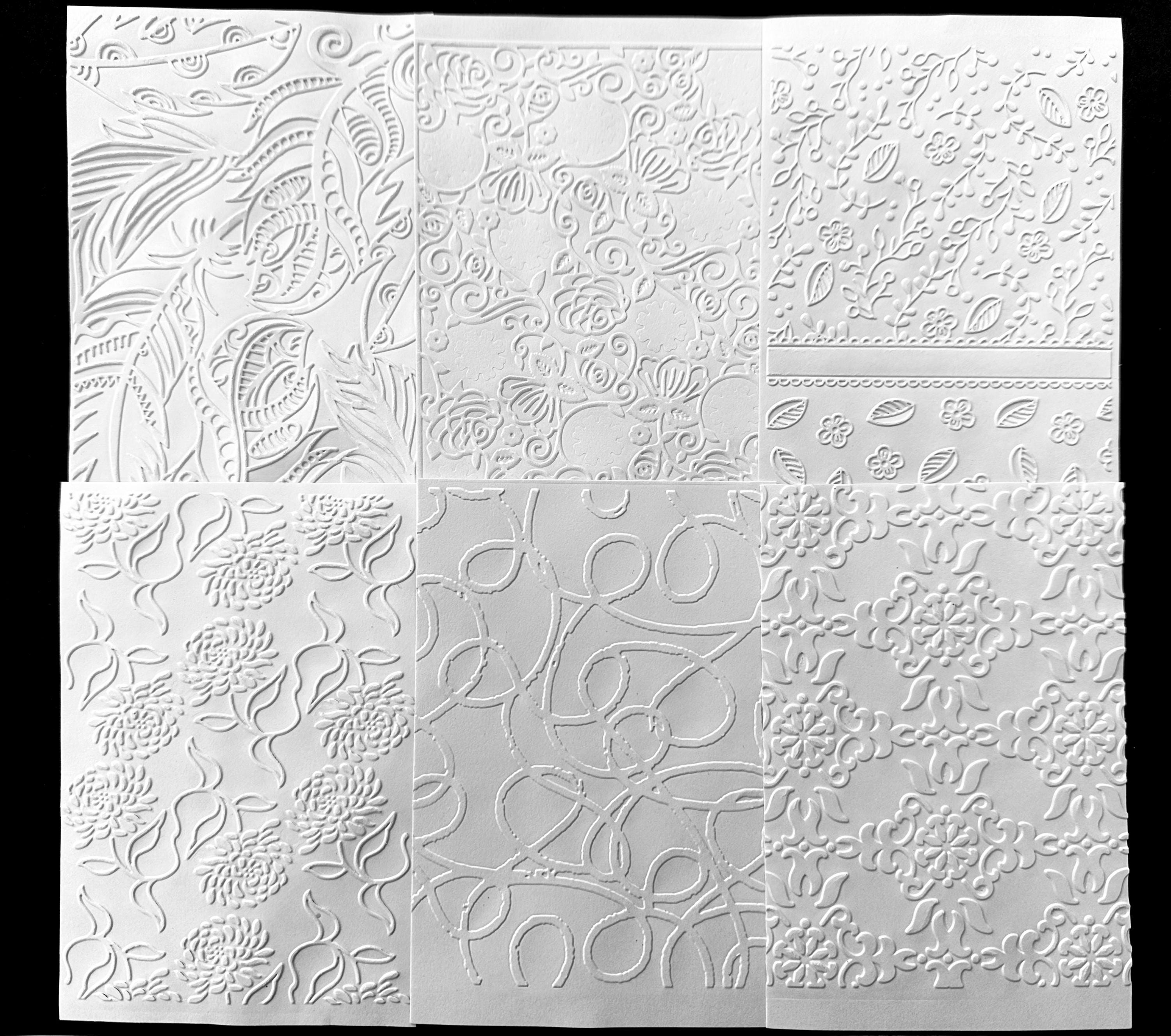 3D Embossed Paper Set: Floral Swirl Designs (10x15cm) - Etsy