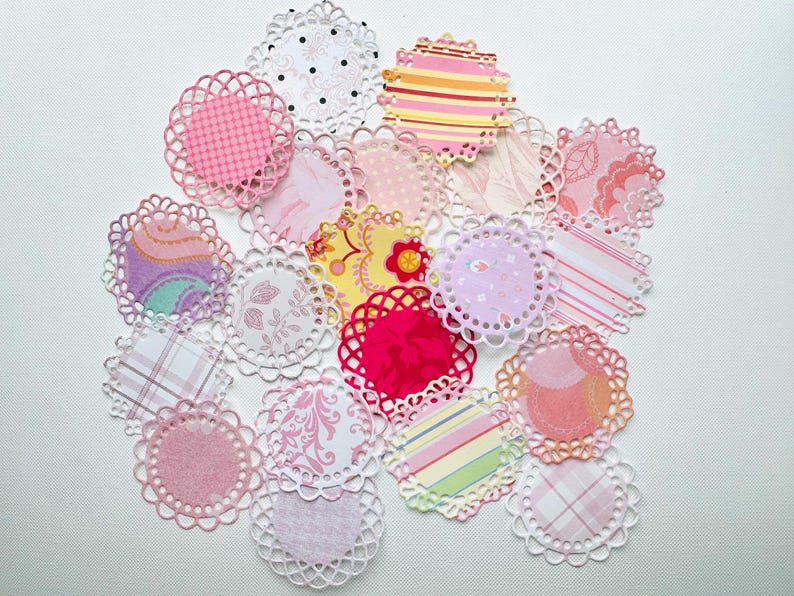 Floral Die Cut Paper Doilies: Scrapbooking Craft Embellishments (4.5cm ...