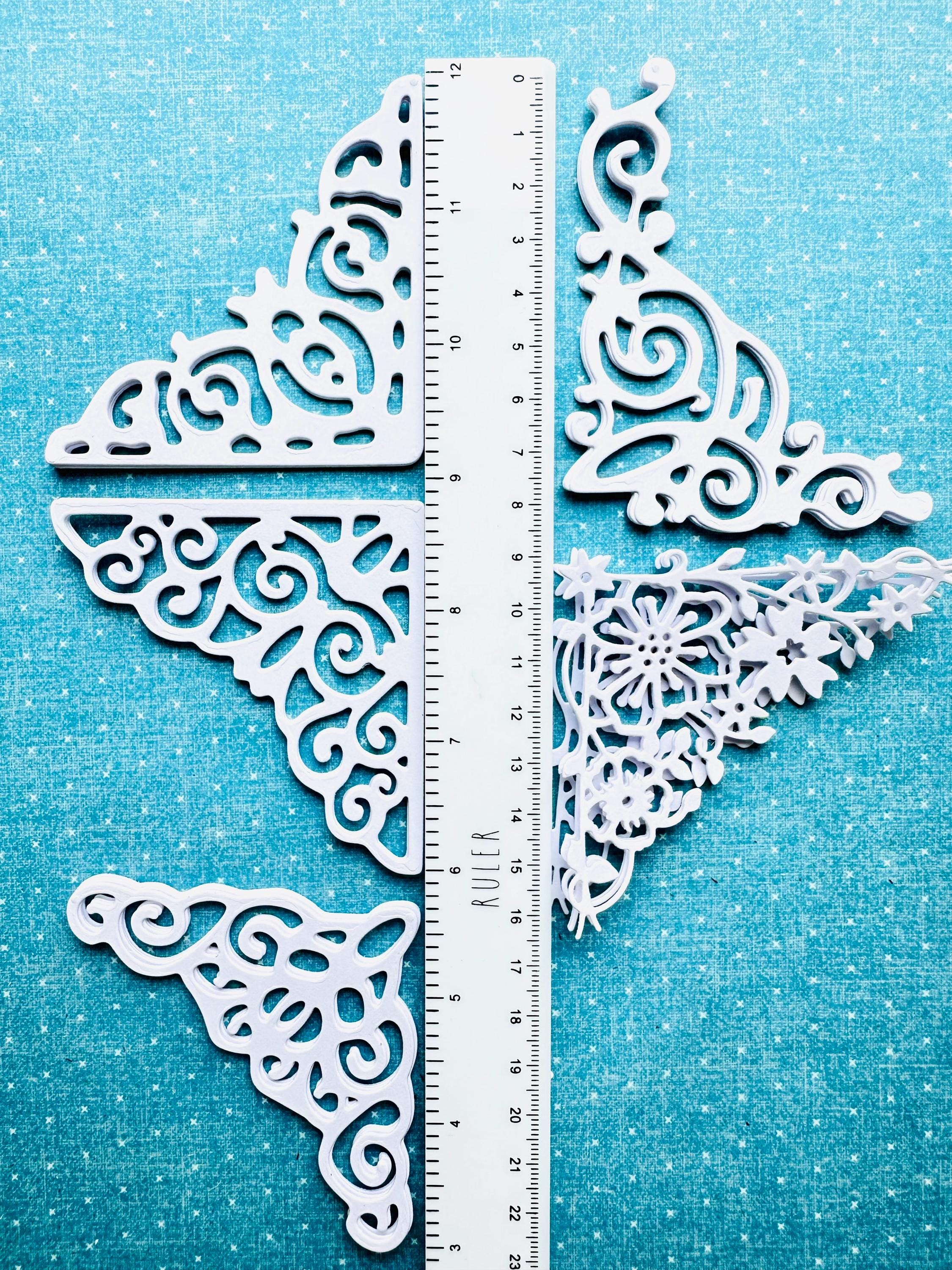 Die Cut Card Corners: Lacy Floral Paper Craft Embellishments - Etsy
