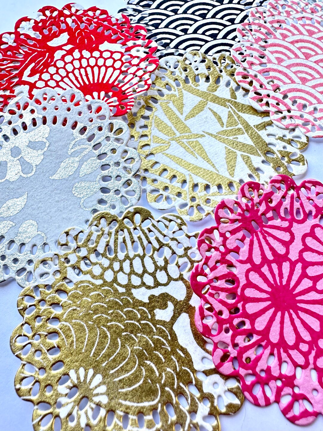 Die Cut Doilies Handmade Paper Doilies Floral Doilies Lacy Doilies Gold ...
