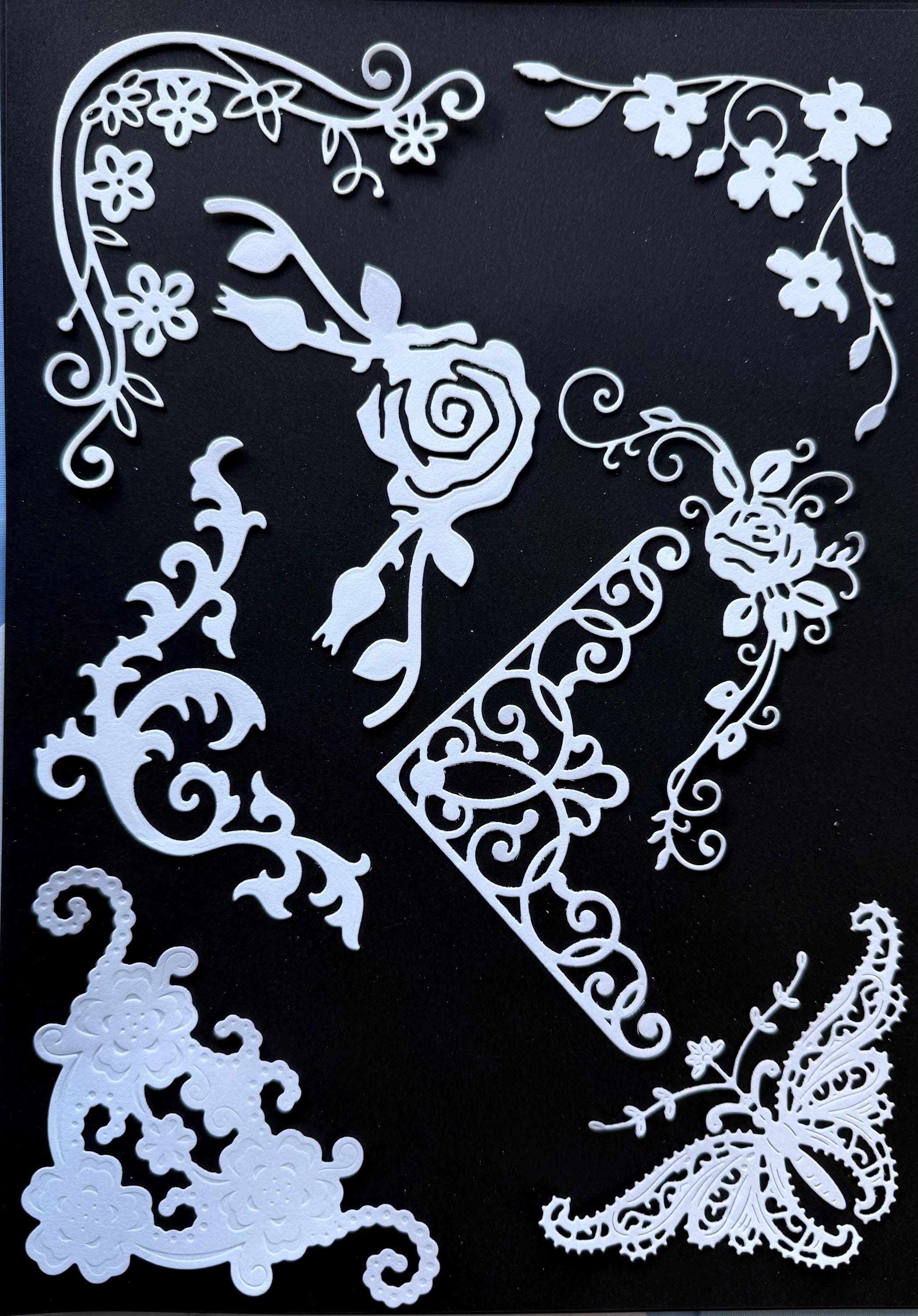 Die Cut Card Corners: Lacy Floral Paper Craft Embellishments - Etsy