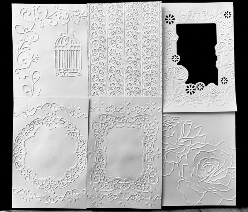 3D Embossed Paper Set: Floral Swirl Designs (10x15cm) - Etsy
