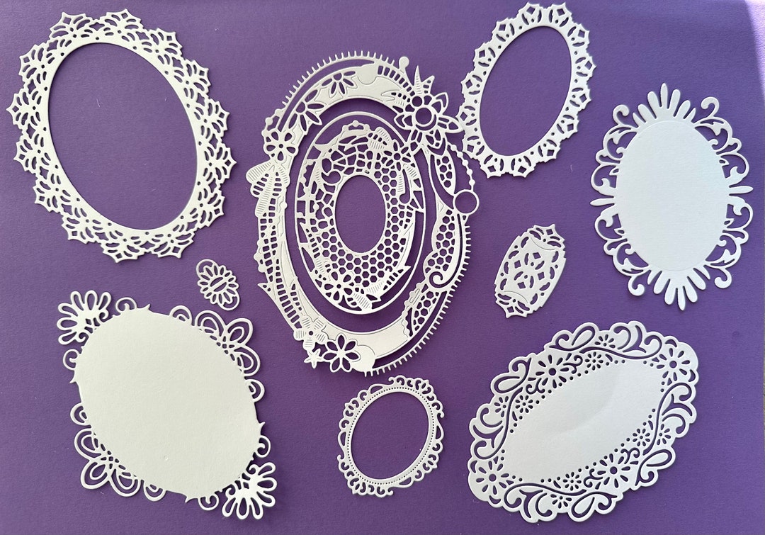 Lacy Oval Frames: Die Cut Embossed Card Making Set - Etsy