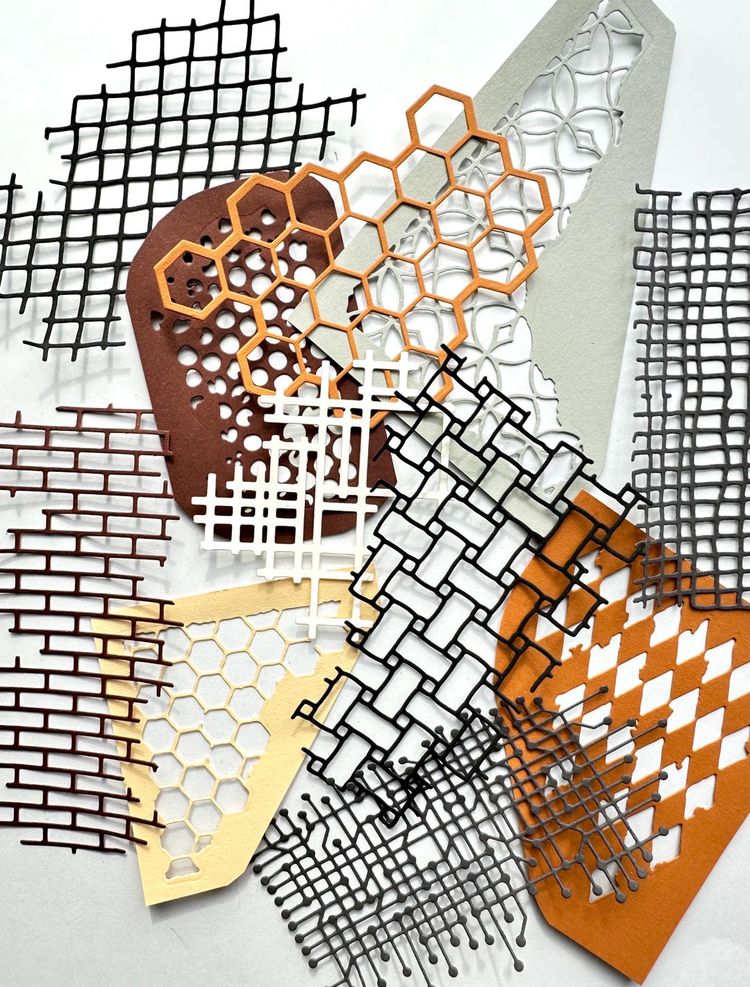 Die Cut Textures: Distressed Honeycomb, Trellis, Cogs - Card Making Kit ...