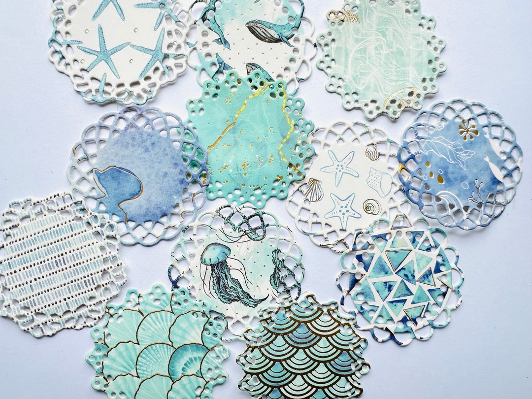 Die Cut Doilies Sea Themed Doilies Set of 12 Size 4.5cm Marine Doilies ...