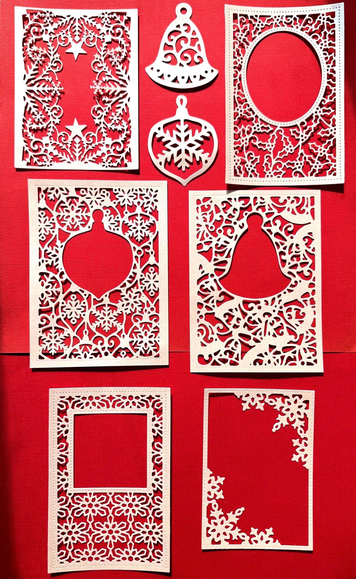 Christmas Die Cut Frames: Ornate Card Toppers, Pearl & Foil Cardstock ...