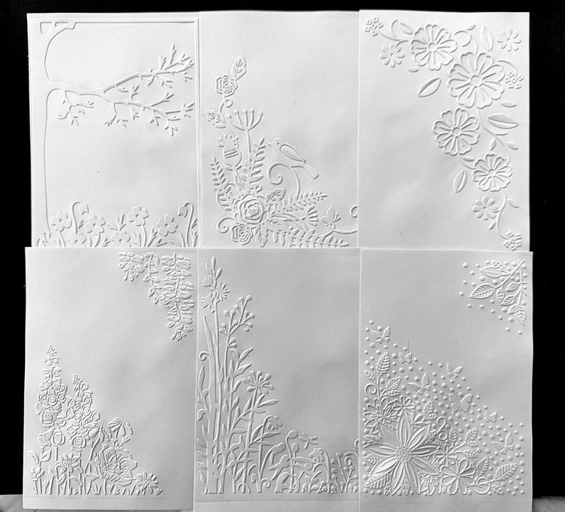 3D Embossed Paper Set: Floral Swirl Designs (10x15cm) - Etsy