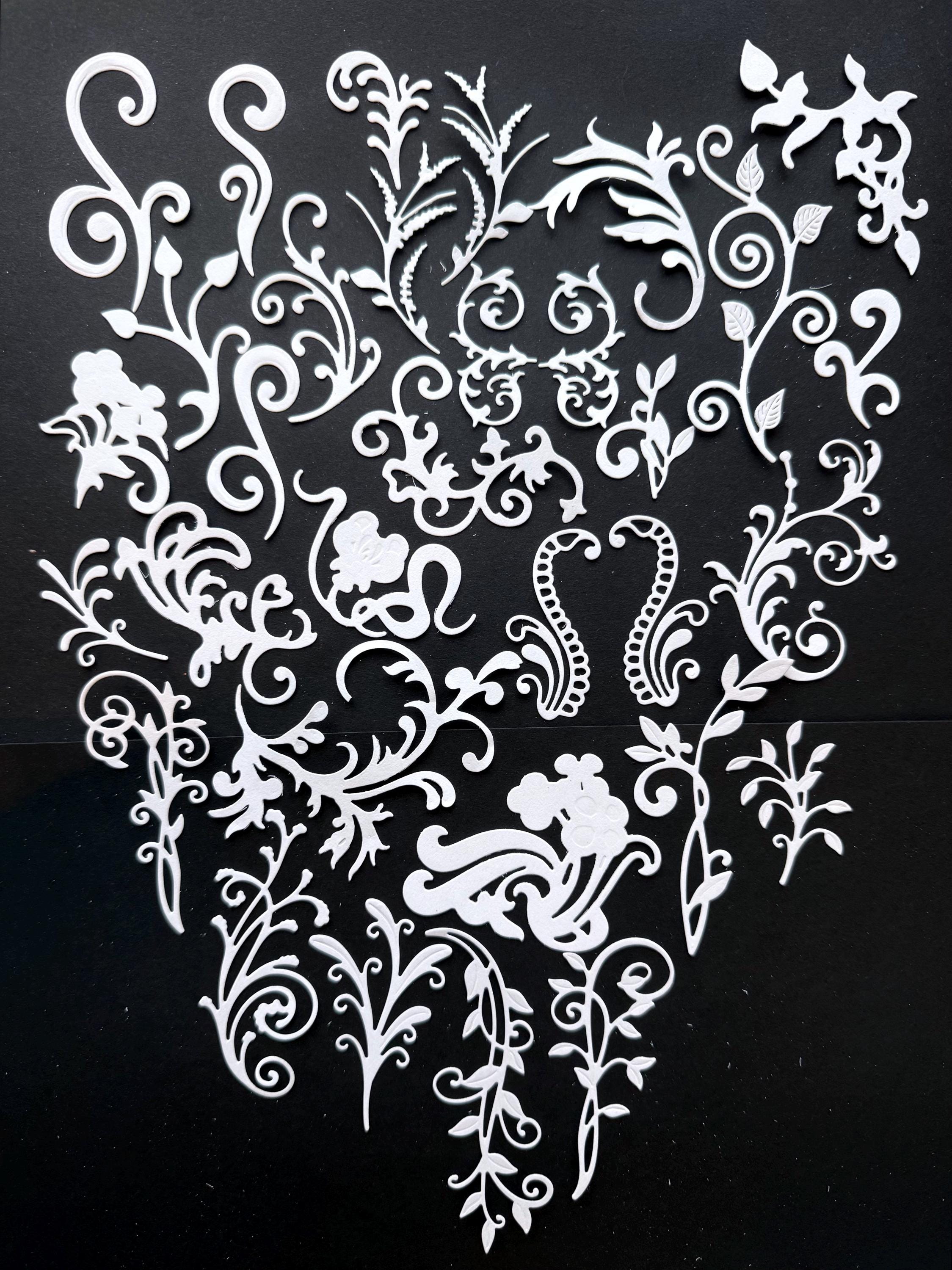 Die Cut Card Corners: Lacy Floral Paper Craft Embellishments - Etsy