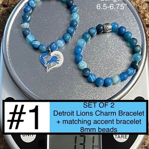 Detroit Jewelry / NFL Detroit Lions Football Charm Bracelets / Blue ...