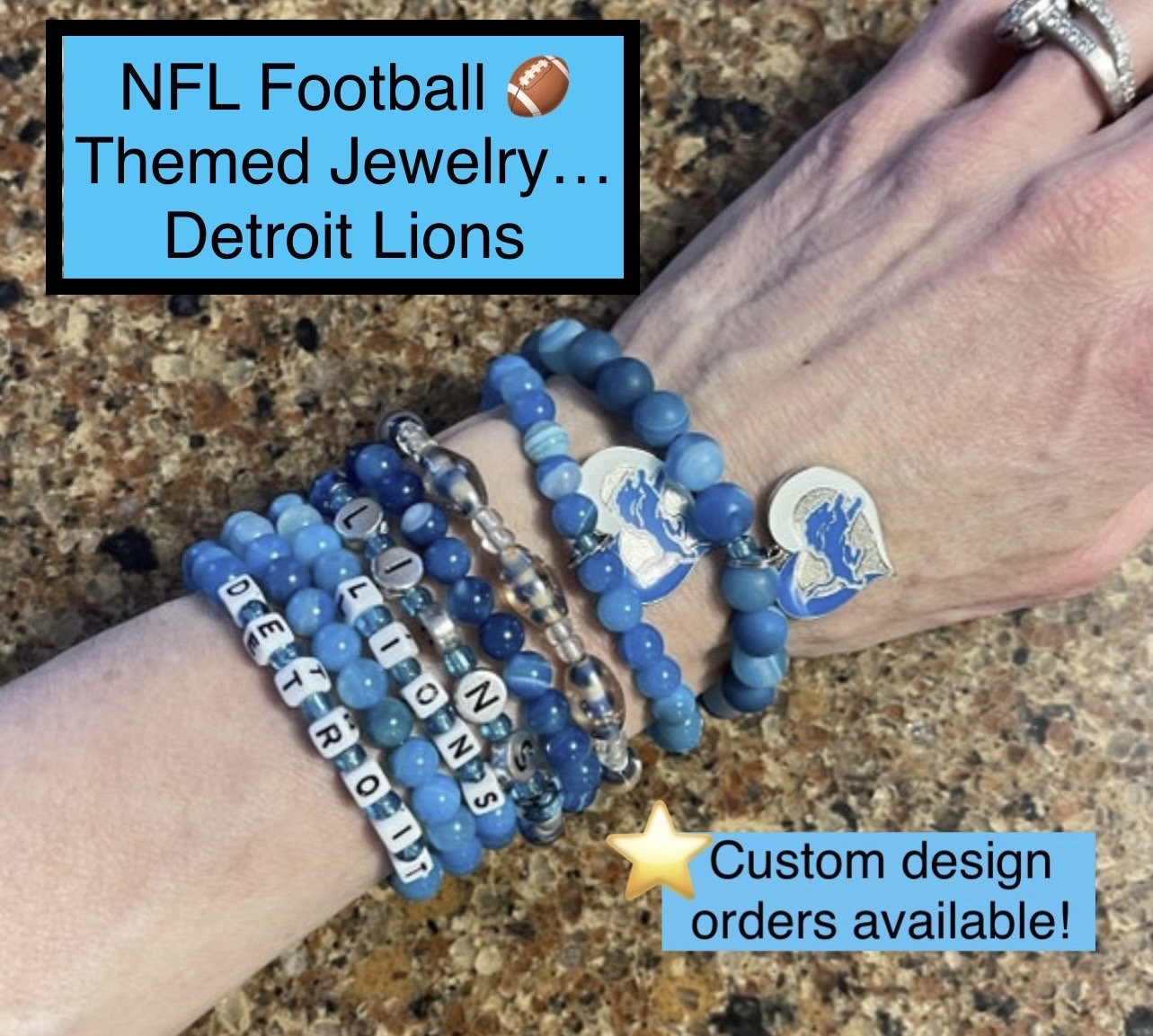 Detroit Jewelry. NFL Custom Orders. Lions Football Charm Bracelets ...