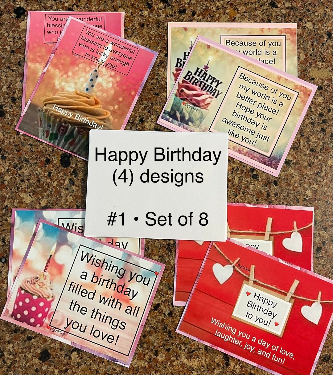 Happy Birthday Note Cards. Assorted Sets of Birthday Greeting - Etsy