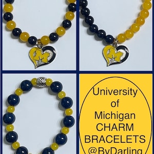 Michigan Wolverines Charm Bracelets-college Themed Jewelry-beaded ...