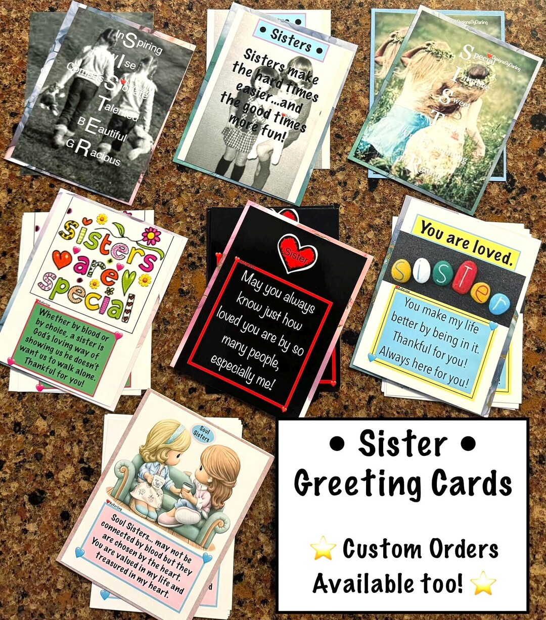 SISTER Greeting Cards-happy Birthday Sis-soul Sister Cards-any Occasion ...