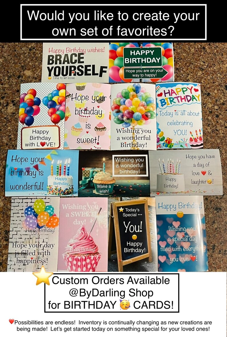 Happy Birthday Note Cards. Assorted Sets of Birthday Greeting - Etsy