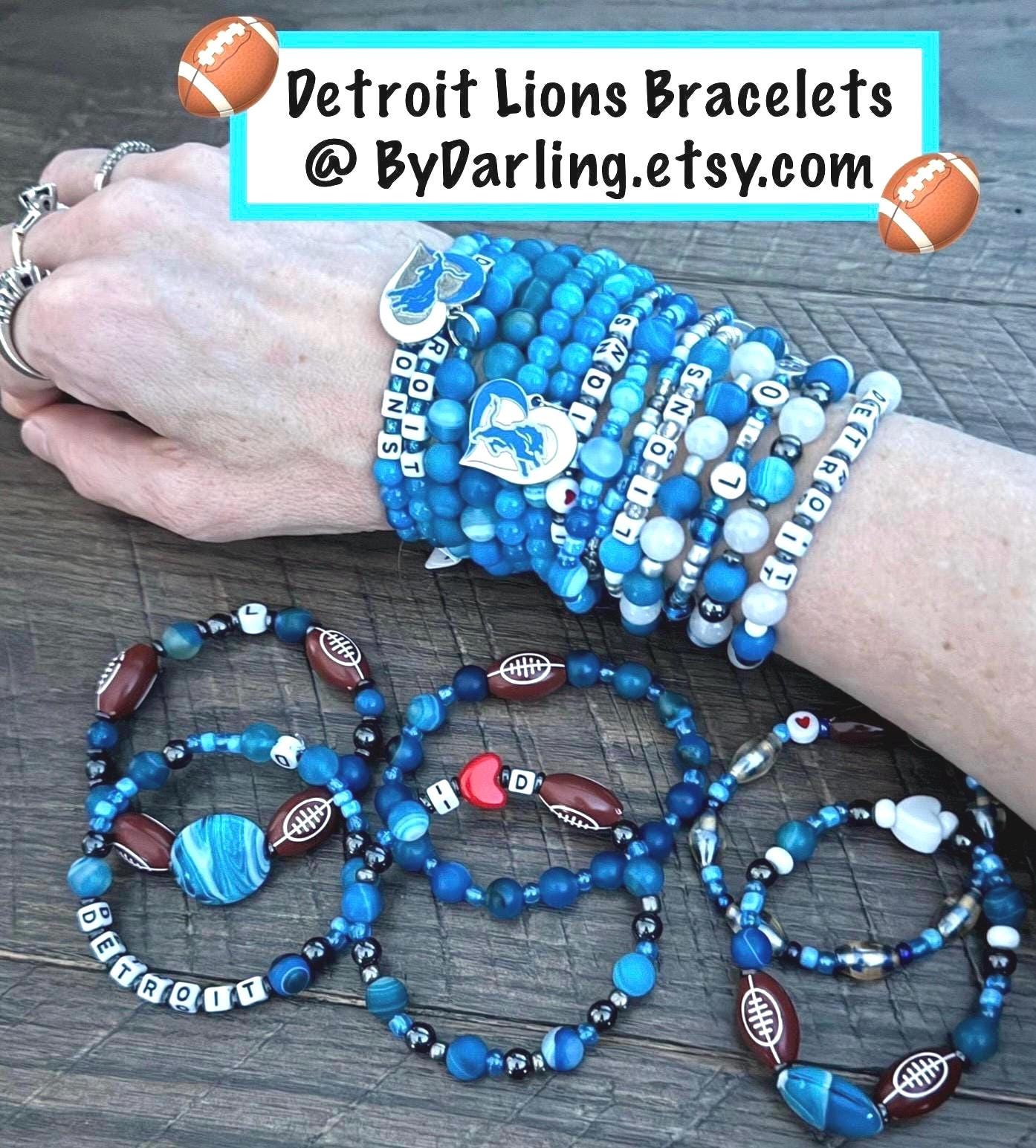 Detroit Jewelry / NFL Detroit Lions Football Charm Bracelets / Blue ...