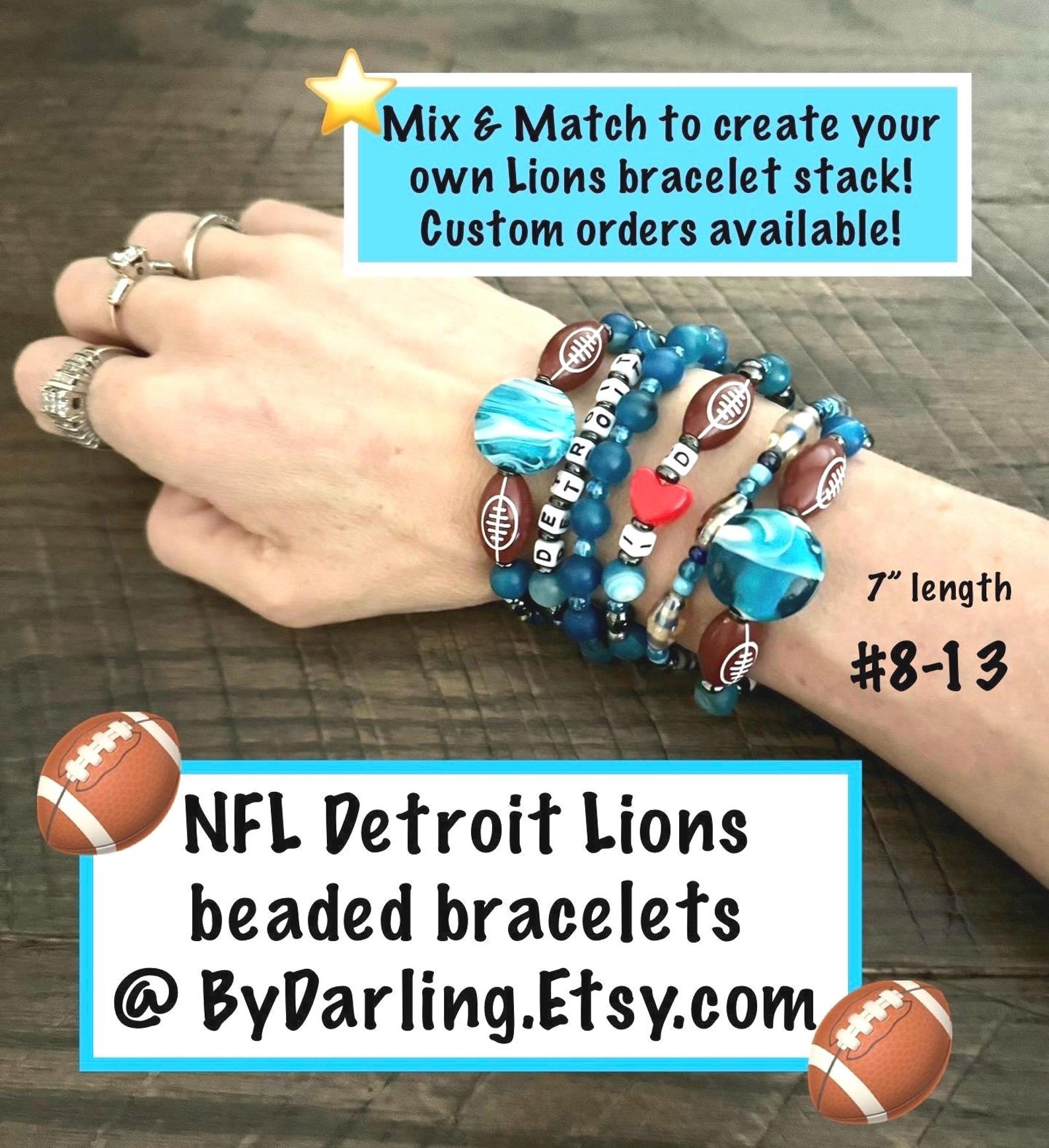 Detroit Jewelry / NFL Detroit Lions Football Charm Bracelets / Blue ...