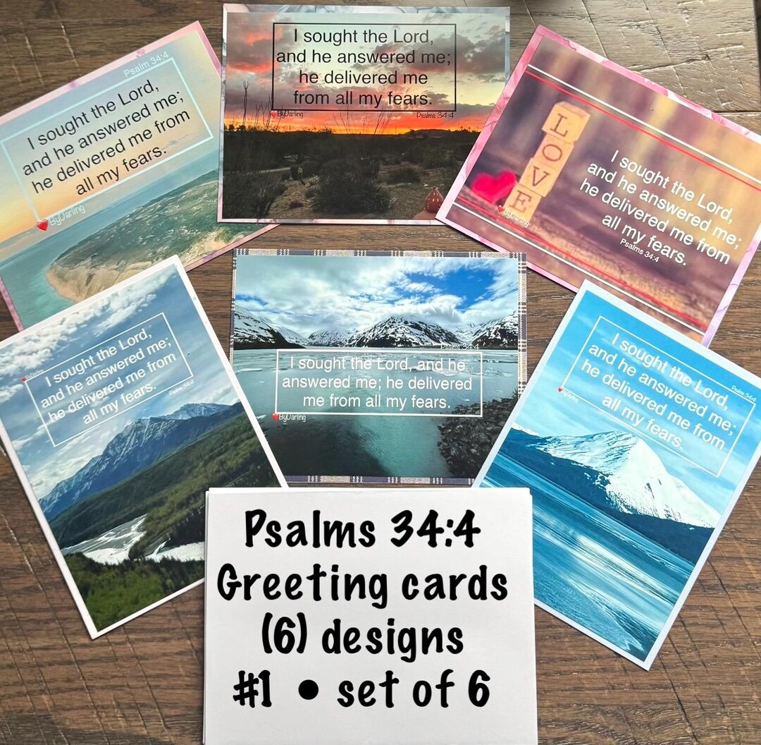 BIBLE VERSE Psalms 34:4 Greeting Cards / "i Sought the LORD, and He ...