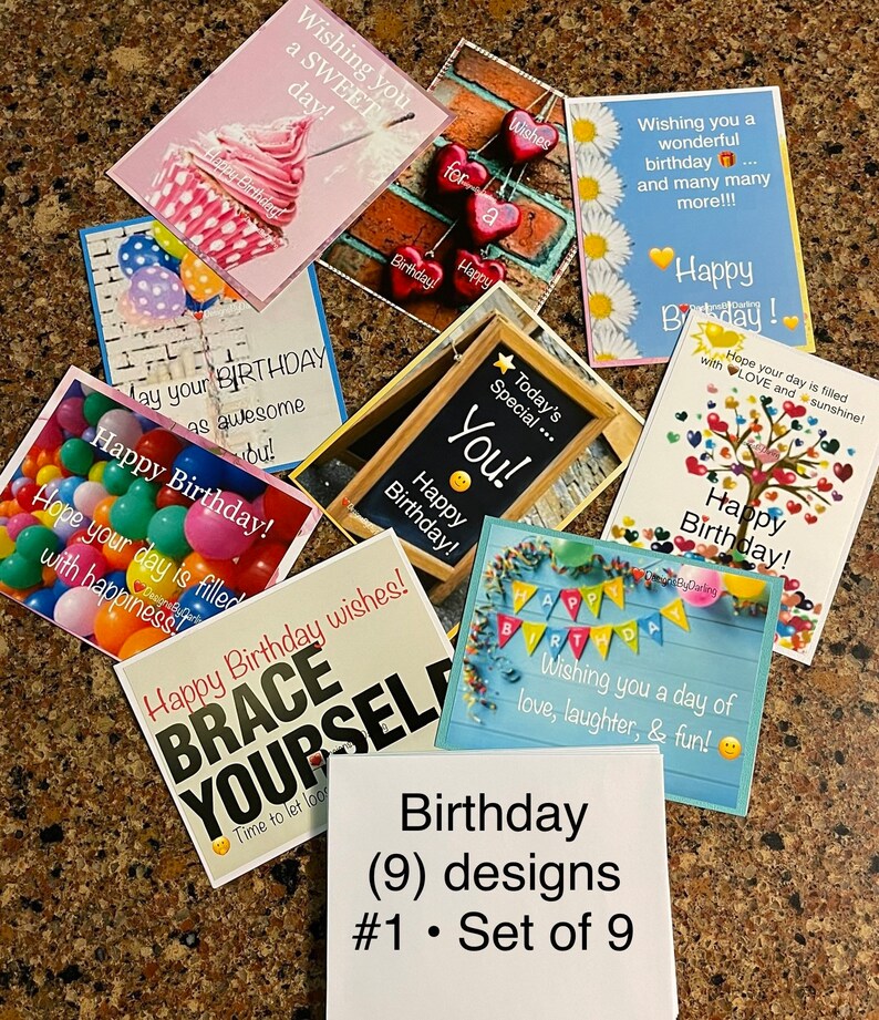 Happy Birthday Note Cards. Assorted Sets of Birthday Greeting - Etsy