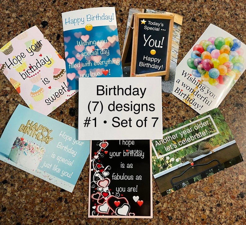Happy Birthday Note Cards. Assorted Sets of Birthday Greeting - Etsy