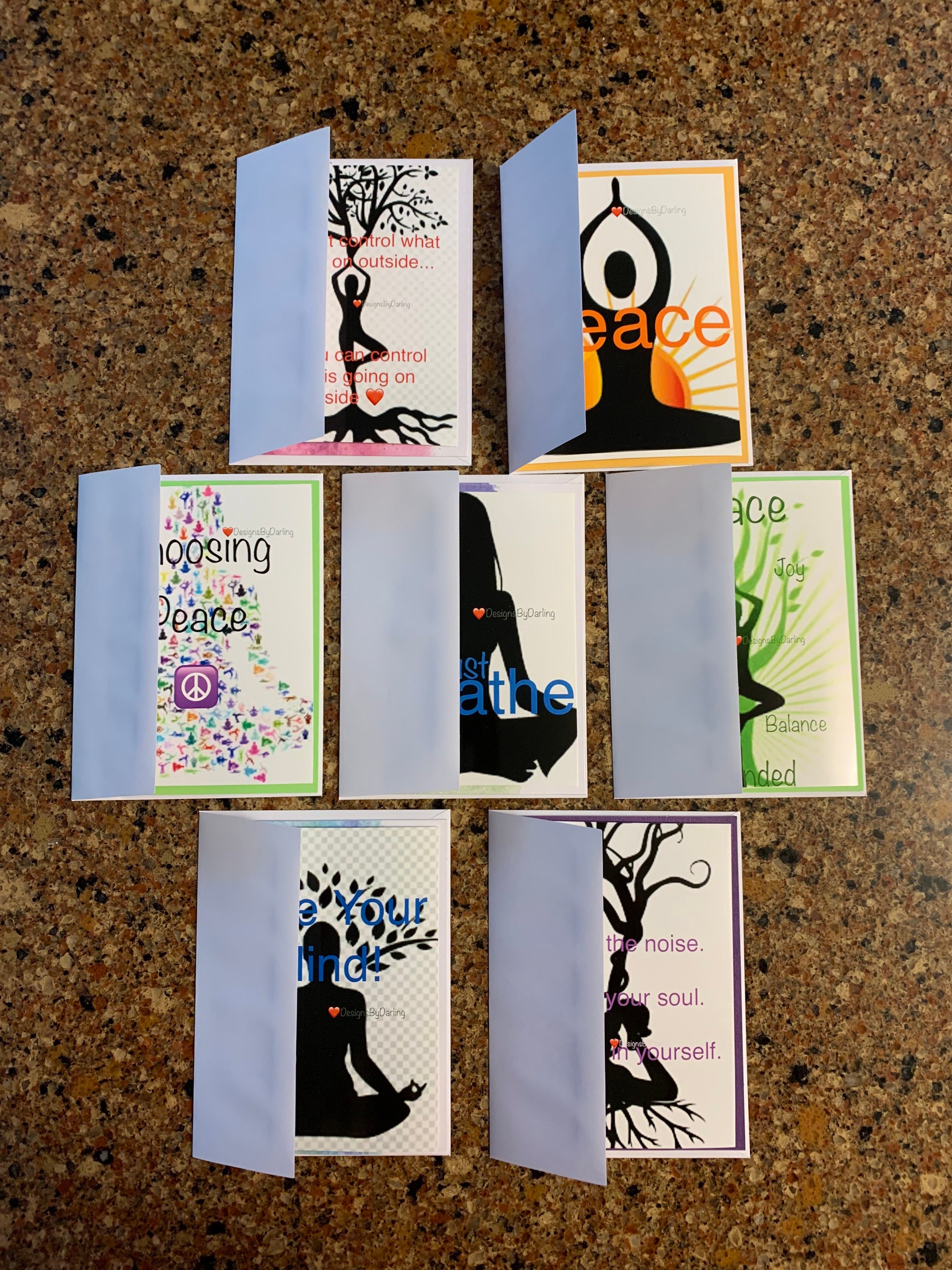 Yoga Inspirational Note cards for any occasion. Set of 6. Yoga | Etsy