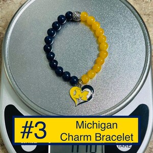 Michigan Wolverines Charm Bracelets-college Themed Jewelry-beaded ...