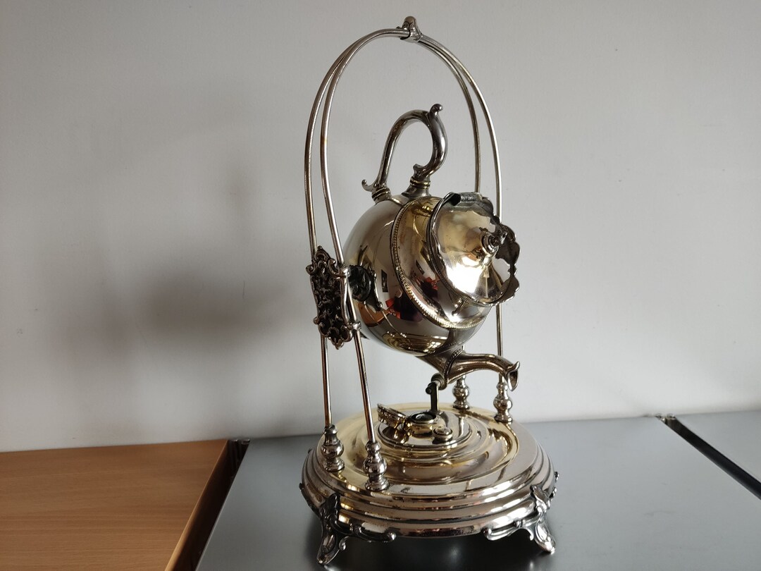 Antique C. Kurz & Co Silver Plated Tilting Tea Pot on Stand With Burner ...