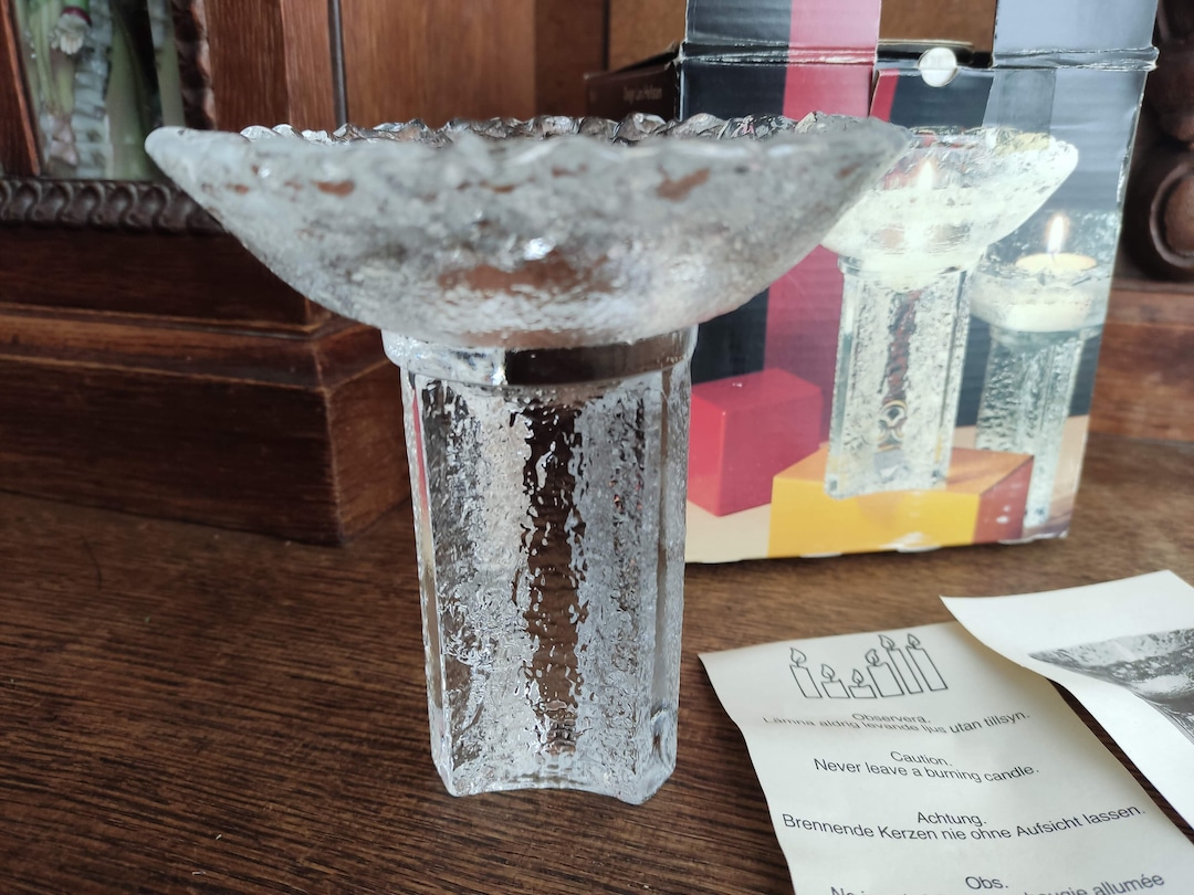 Vintage Olympics Torch Glass Candle Holder by Lars Hellsten for ...