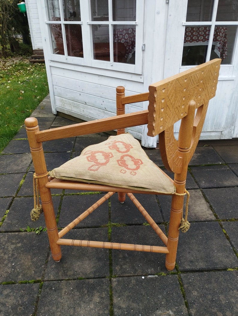 Neo-gothic 3-legged Oak Chair Vintage Antique Monks Stool German From ...