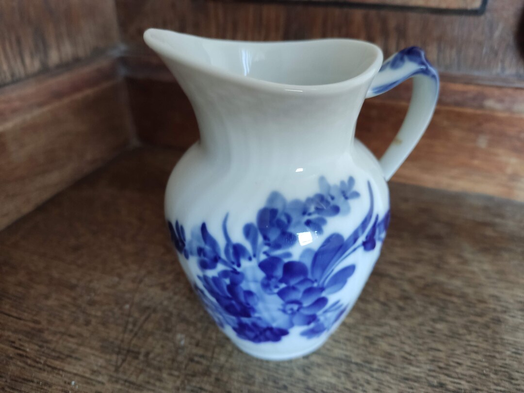 Vintage Blue & White Creamer Royal Copenhagen Denmark Hand Painted ...