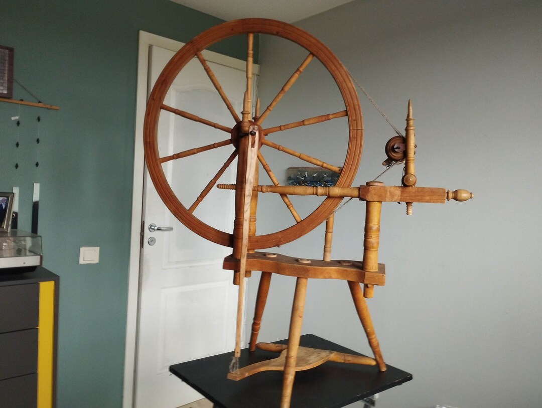 Rare Vintage Swedish Wheel Parlor Wooden Spinning WHEEL With Wheel 26 ...