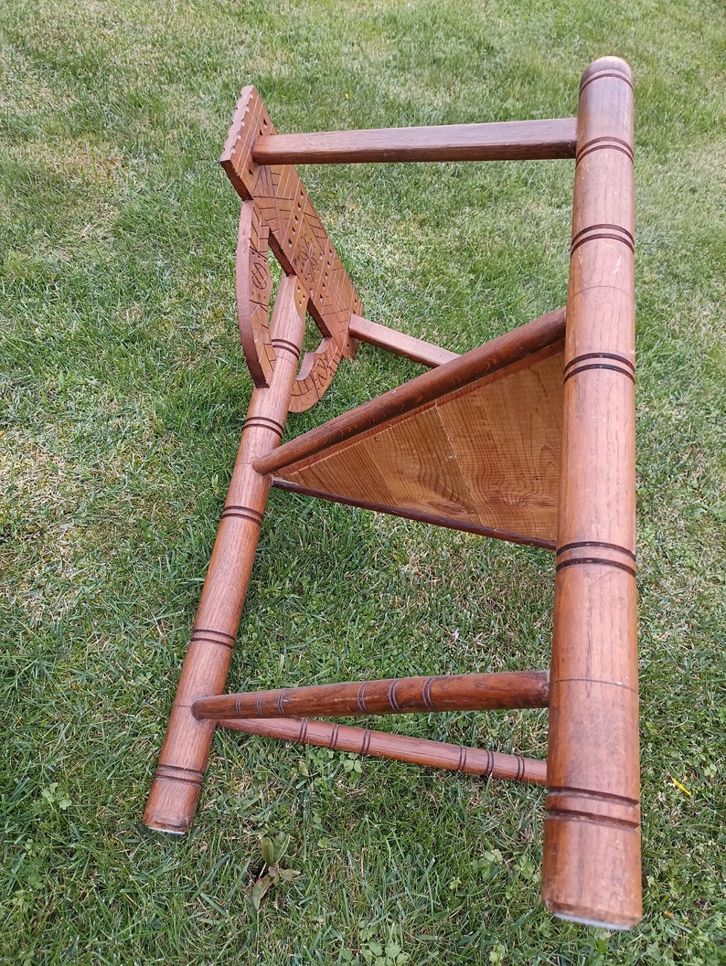 Neo-gothic 3-legged Oak Chair Vintage Antique Monks Stool German From ...