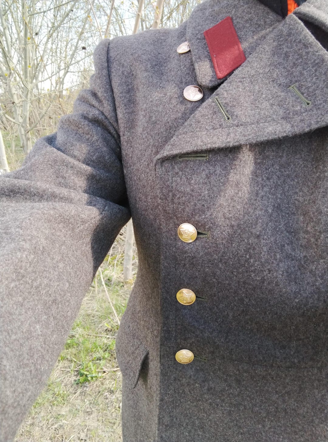Soviet Russian Military Uniform Officer OVERCOAT WOOL. Size 56-3( "m ...