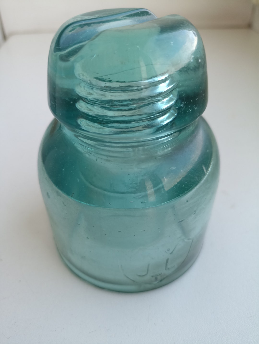 Antique 1920-29 Estonian Blue Glass Insulator With Trade Mark k.v.j.l.t ...