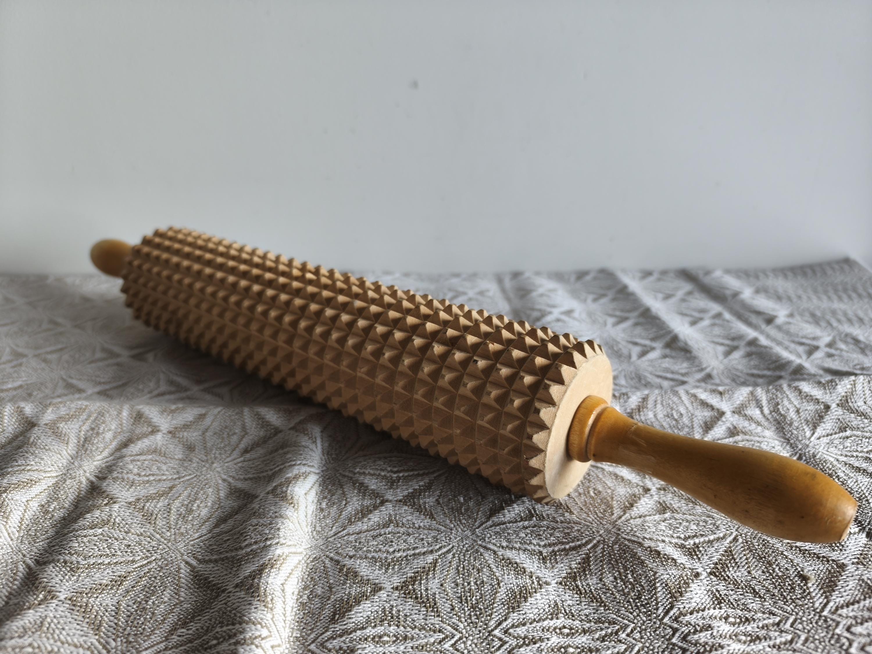 Vintage Sweden Wooden Noodle Notched Cutter Rolling Pin Grooved Grid ...