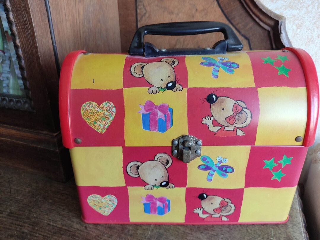 RARE Vintage 1950's Walt Disney's Mickey and Minnie Mouse Tin Toy Box ...