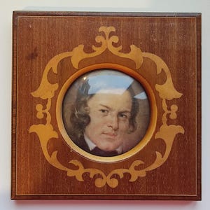 Antique Swedish Wooden Inlaid Photo Frame With Round Convex Glass/ Hand ...