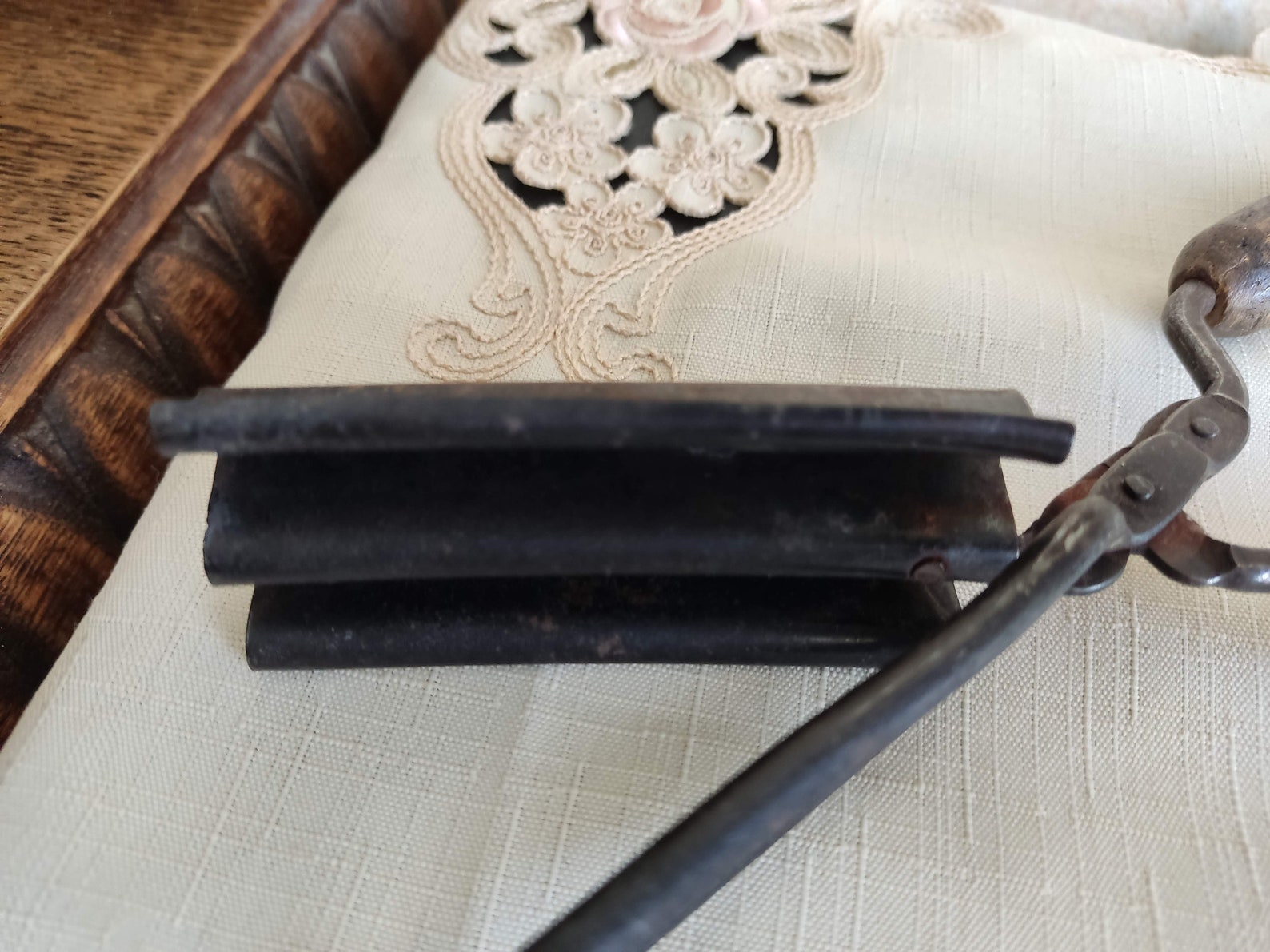 Antique Primitive Hair Crimper Hair Curler Curling Iron Wood Handle ...