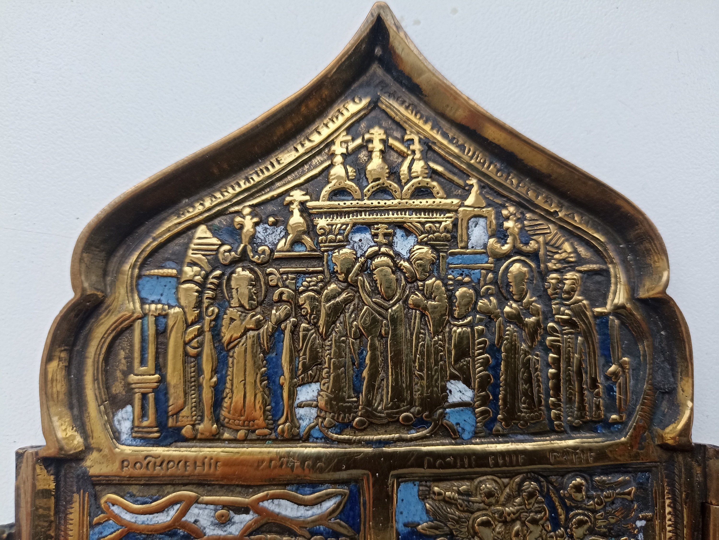 Antique 19th Century Russian Orthodox Christian Icon Travel Brass ...