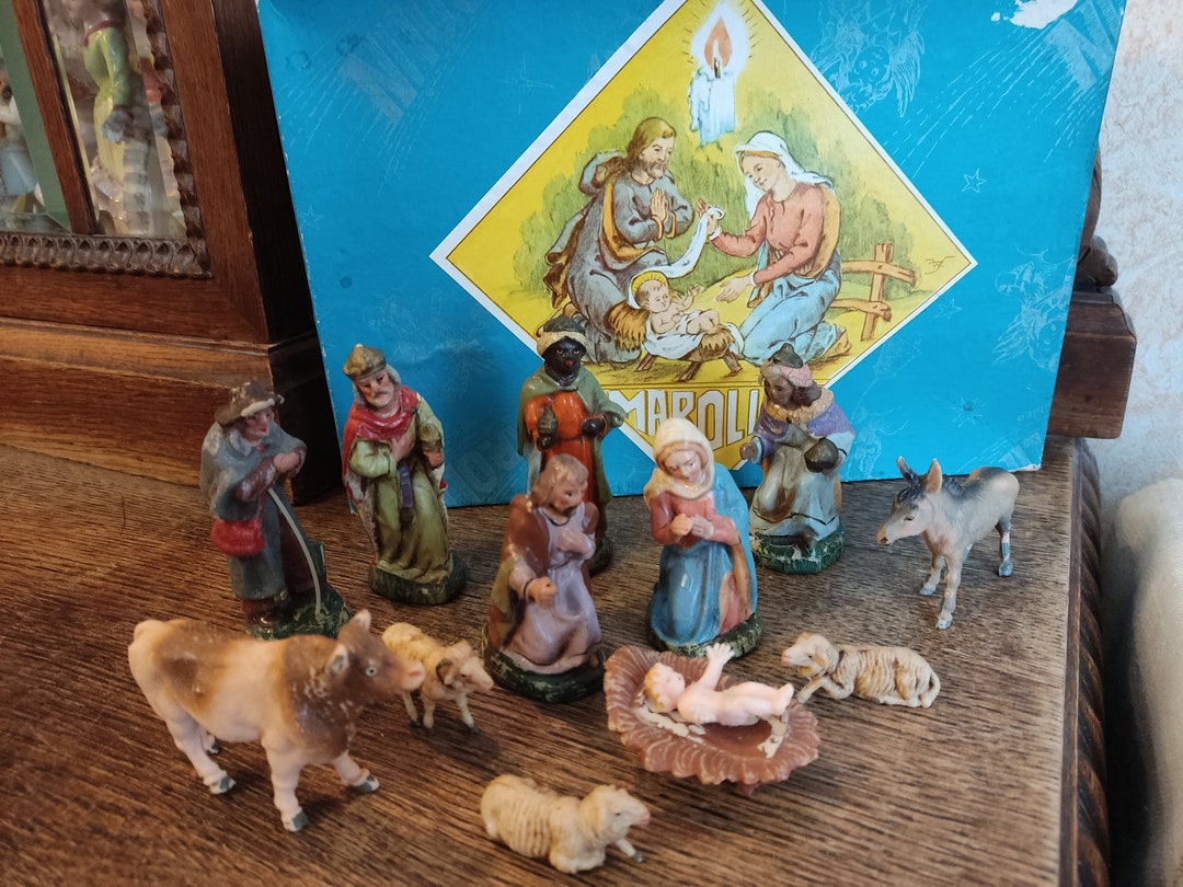 Marolin Nativity Set, in Original Box, Set of 12 Figurines, German ...