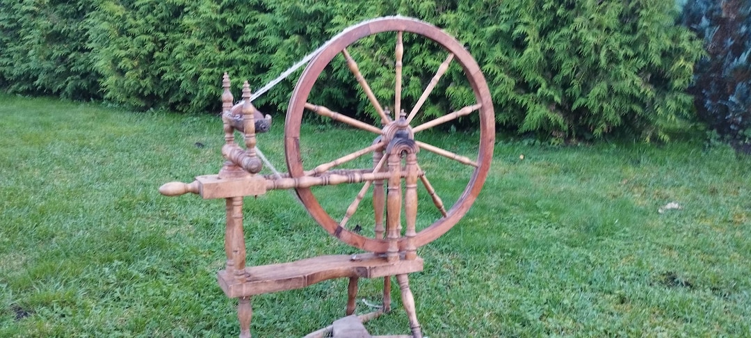 Rare Vintage Swedish Wheel Parlor Wooden Spinning WHEEL With Wheel 26 ...