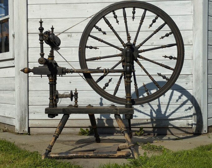 Rare Antique XIX Century Swedish Wheel Parlor Wooden Spinning WHEEL ...