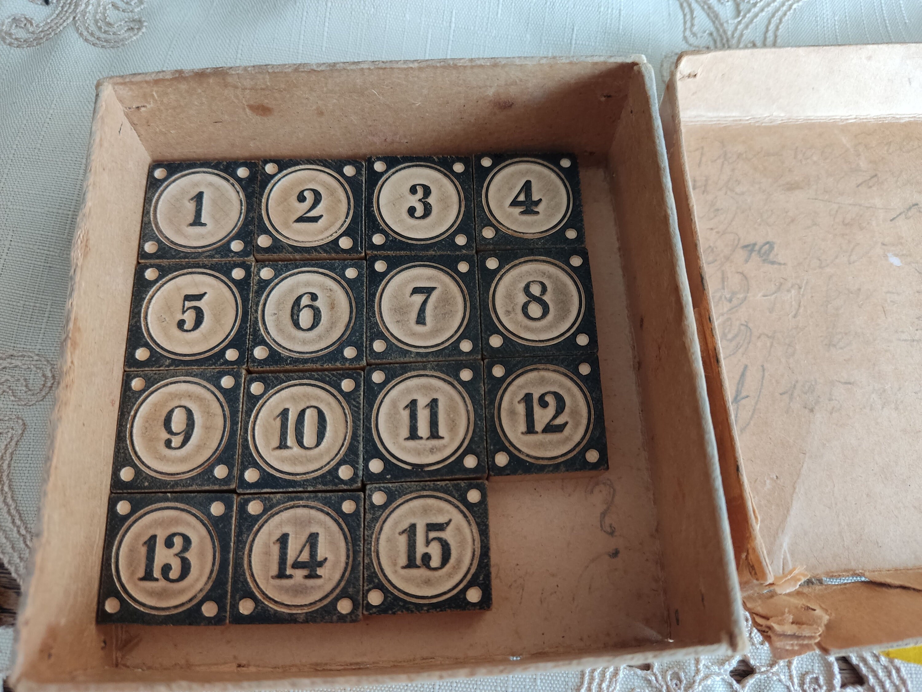 Vintage Fifteen Puzzle Game Wooden Numbers Board Game With Box Travel ...